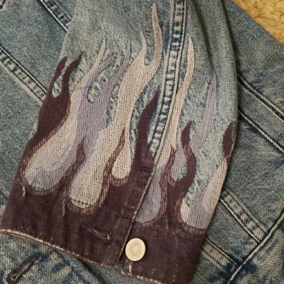 ASOS | Jackets & Coats | Asos Denim Jean Jacket With Fire Design On ...